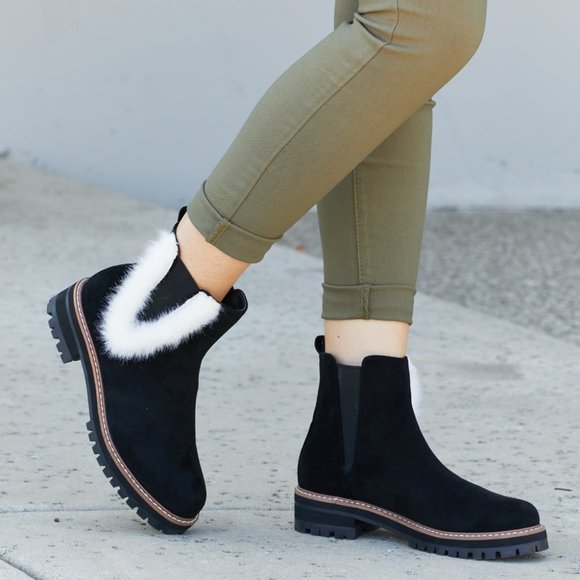 WeeBoo | Shoes | Weeboo Warmer Days Faux Fur Trim Chelsea Booties In ...